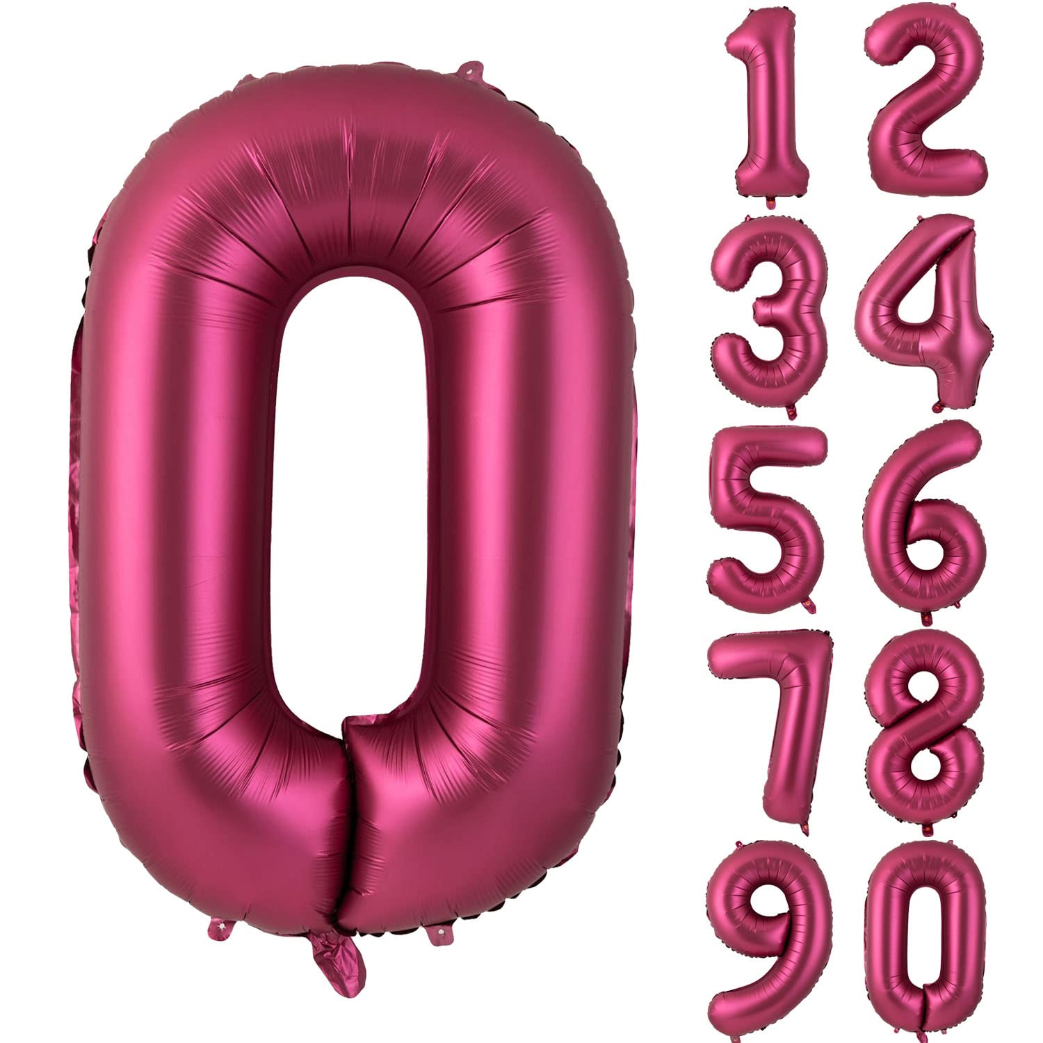 Amazon.com: Number 0 Balloons 40 Inch Wine Red Burgundy Foil Helium ...