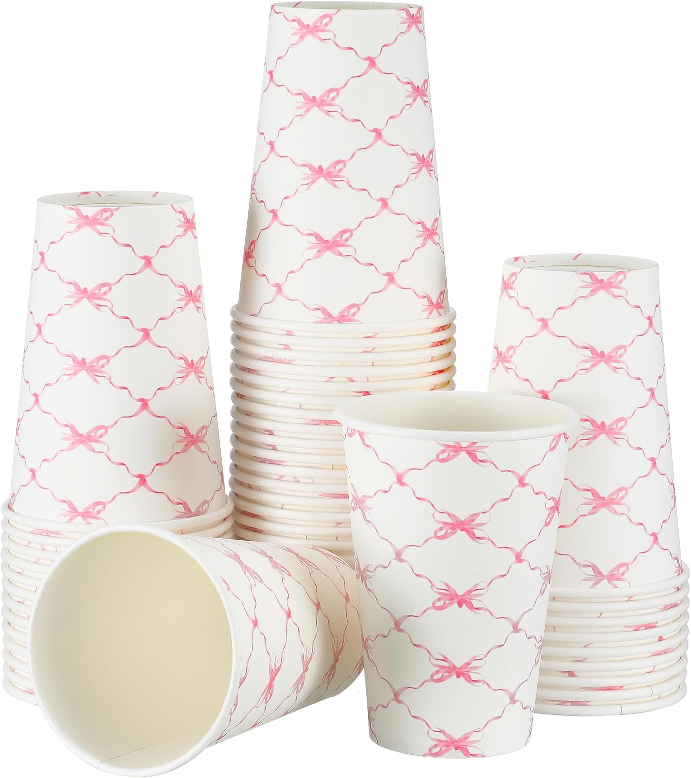 Amazon.com: xo, Fetti Pink Bow Paper Cups - 24 Disposable 14 oz ...