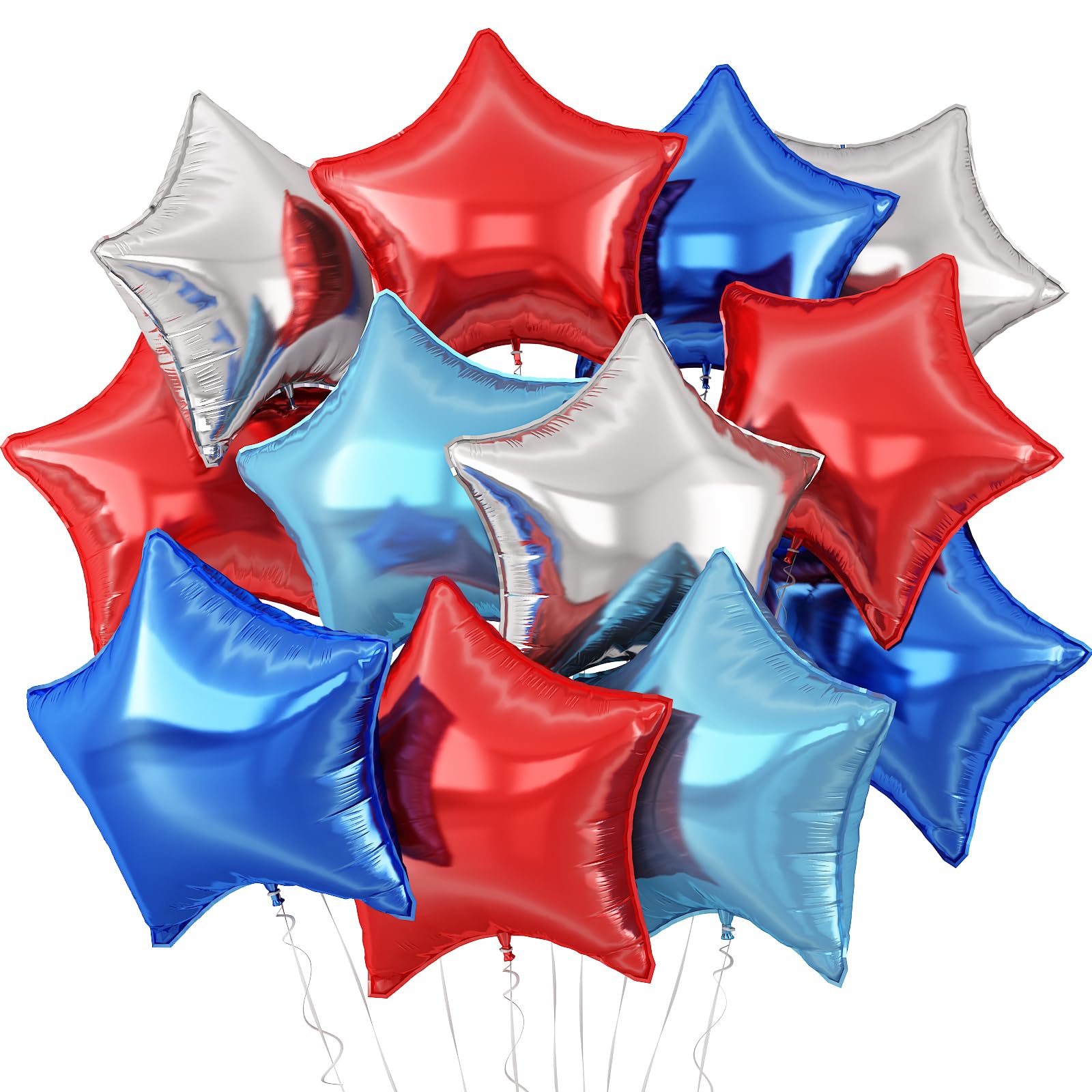 Amazon.com: Blue Red Star Balloons,12Pcs Blue Red Silver Star Shaped ...