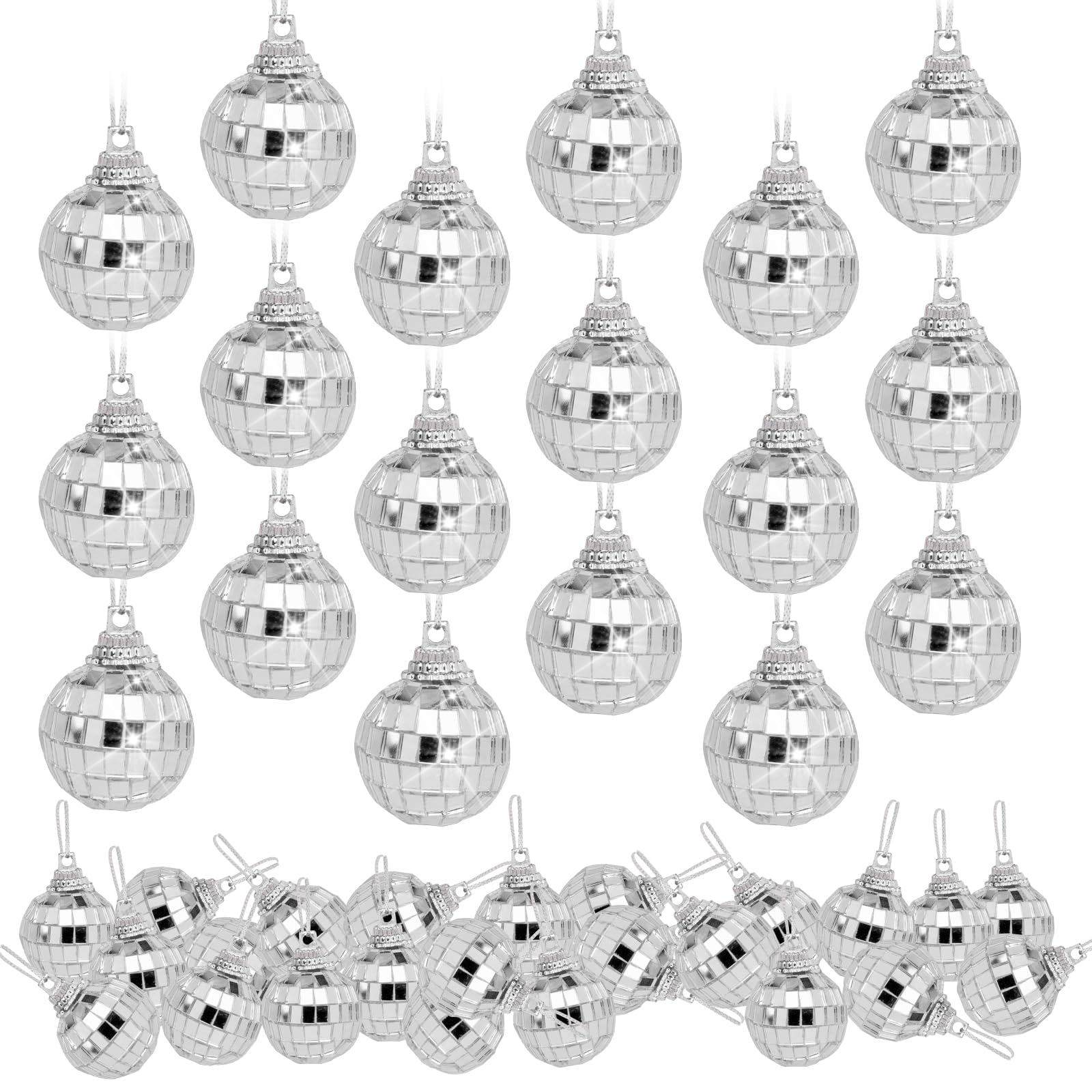 Amazon.com - 60 Pack Mini Mirror Disco Ball Set: Silver Disco Balls ...