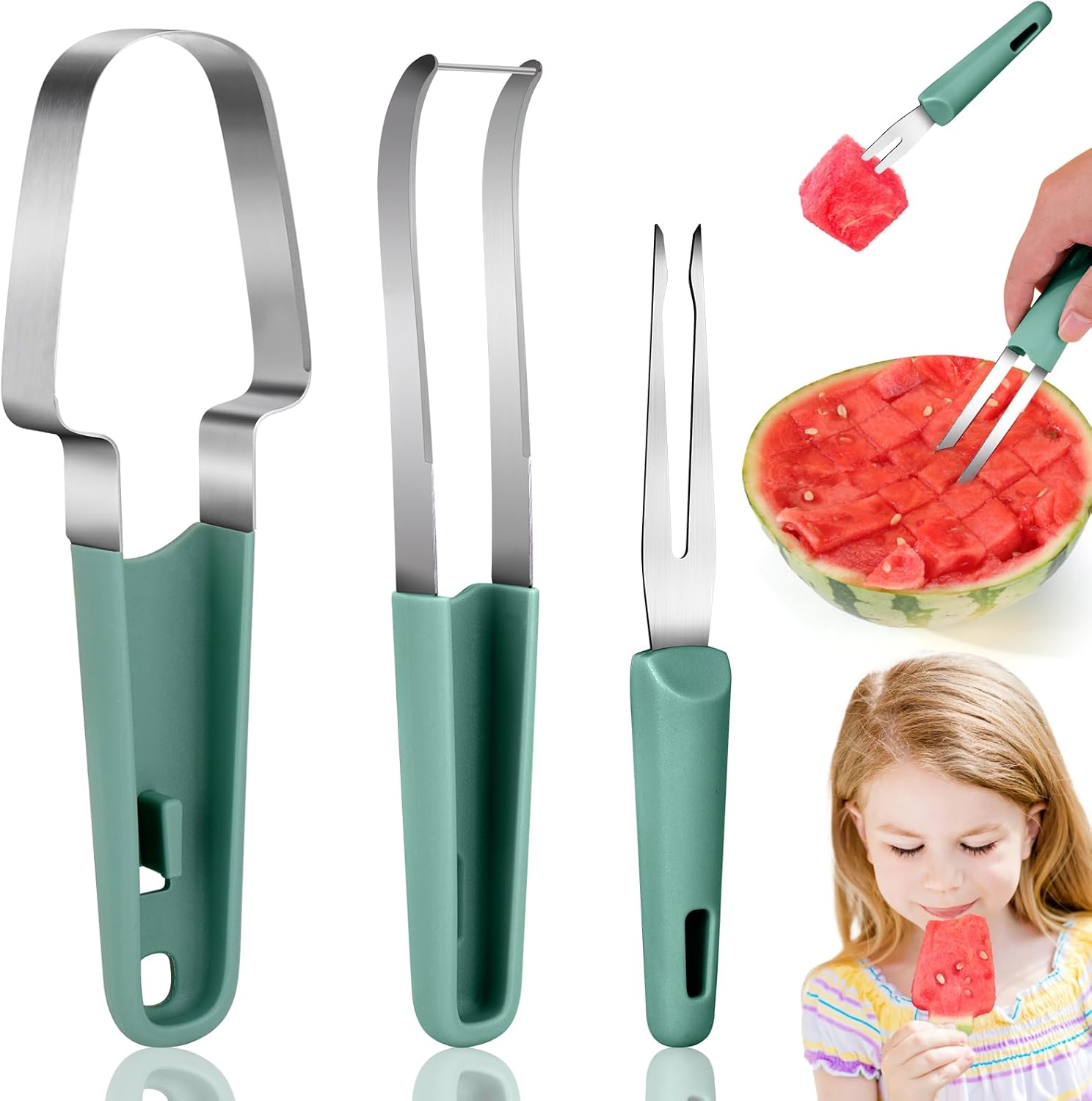 Palksky 3-in-1 Watermelon Cutter Slicer Tool, Watermelon Popsicle ...