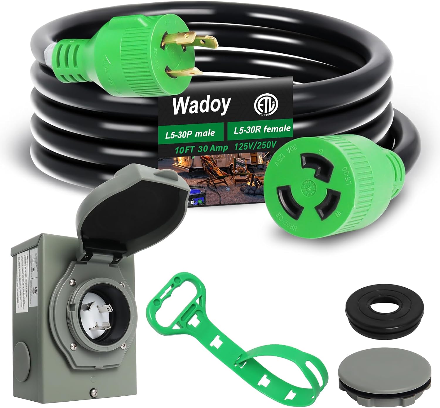 Amazon.com: Wadoy 30 Amp Generator Cord 10Ft with 30 Amp Generator ...