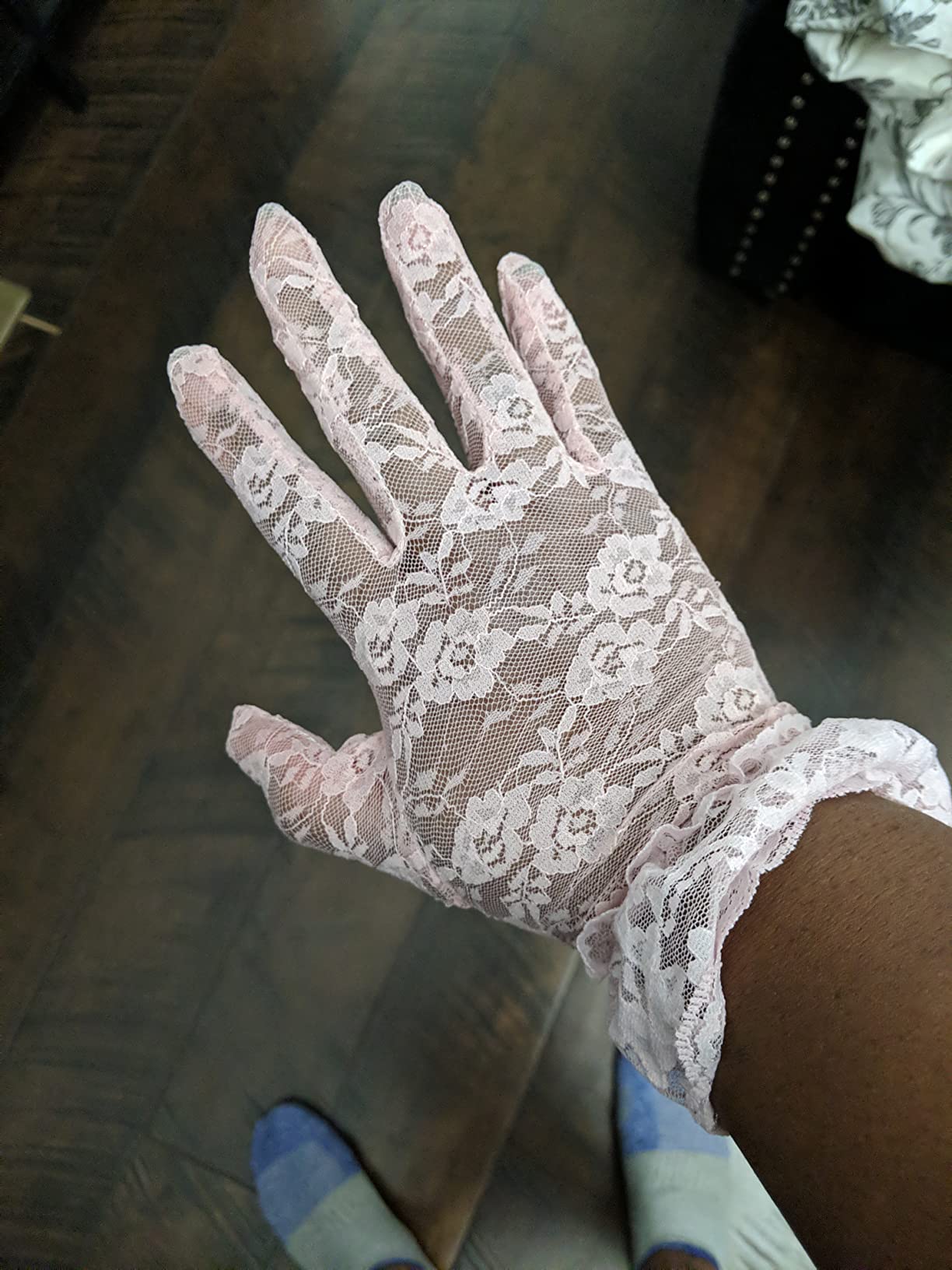 Amazon.com: AISIBO Girls Pink Lace Gloves Women Ladies Elegant Short ...