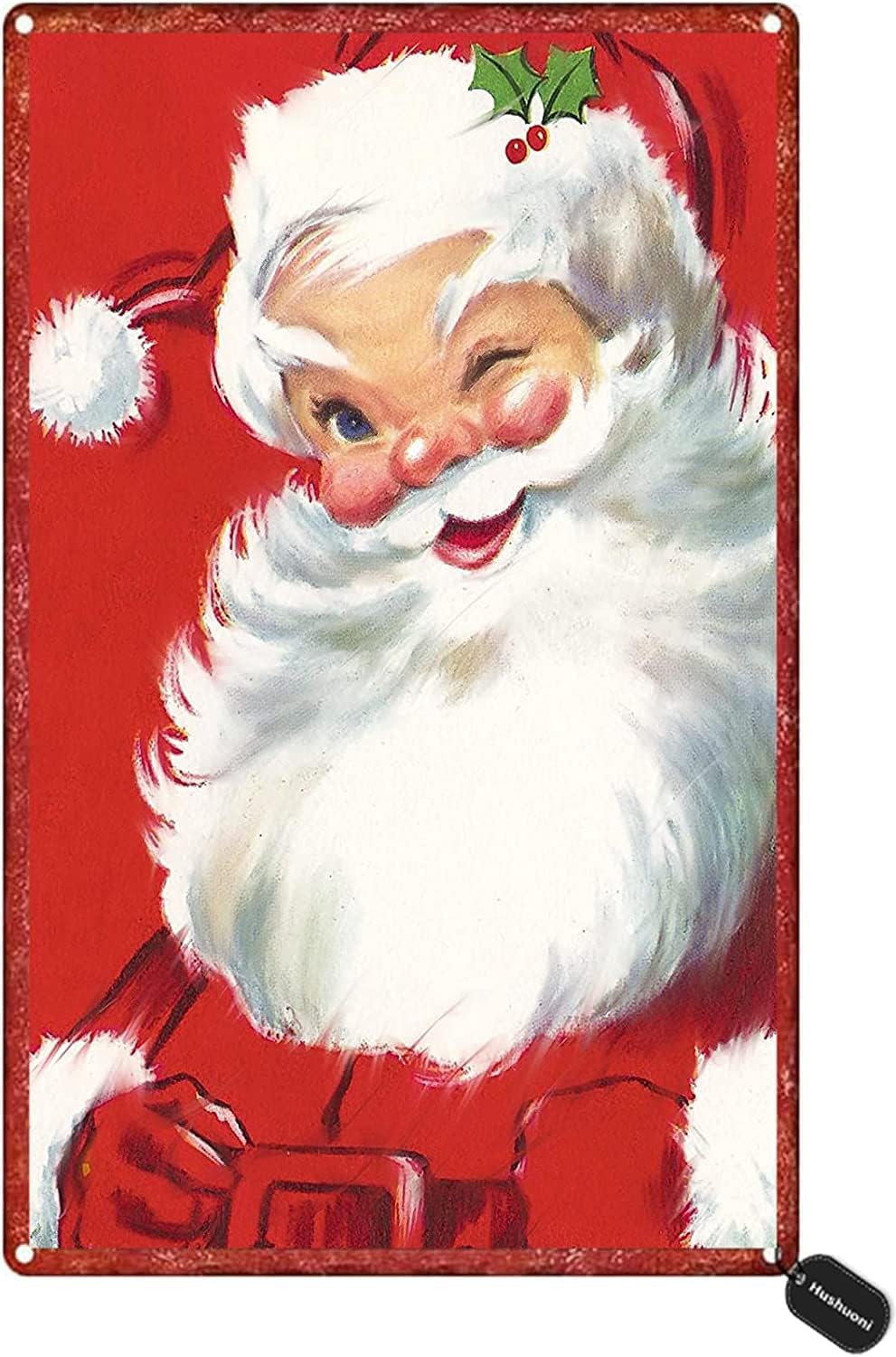 Amazon.com: Hushuoni Craft Metal Tin Sign Winking Santa Claus Vintage ...