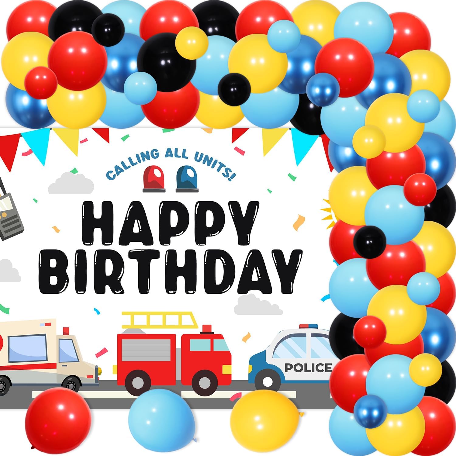 Amazon.com: 75Pcs First Responders Birthday Party Decor, Emergency ...