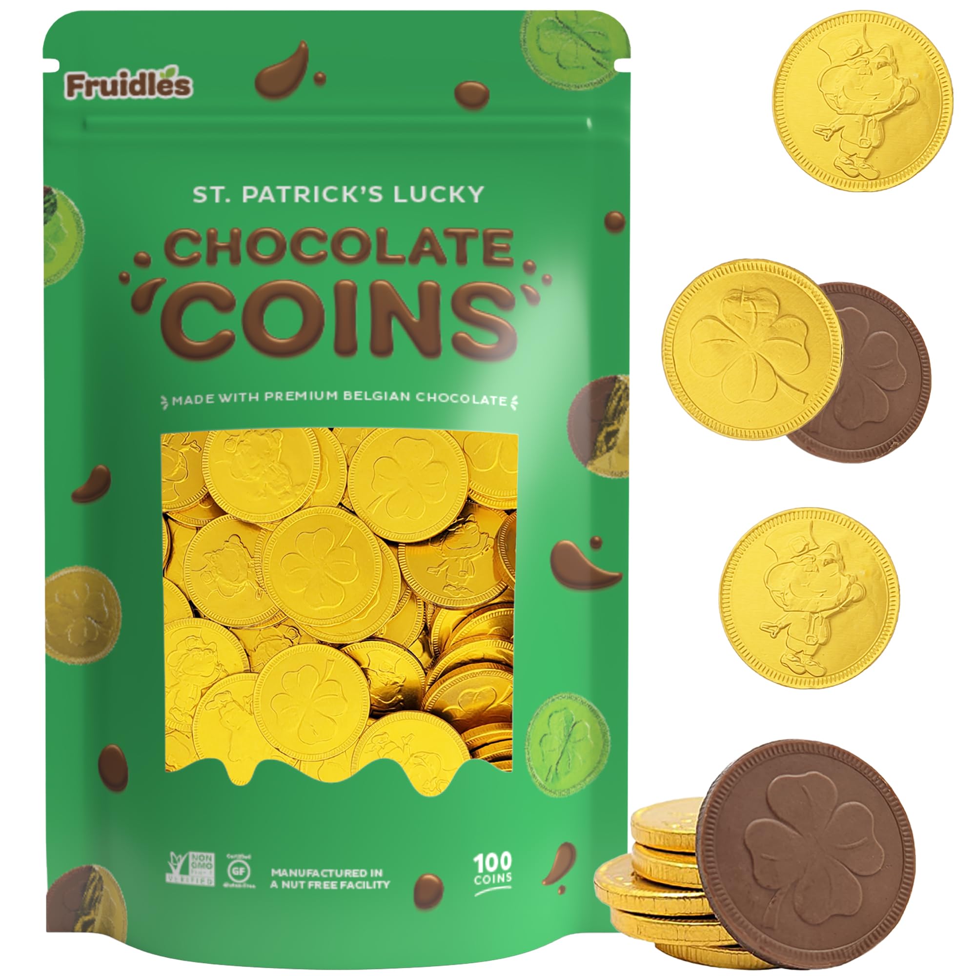 Amazon.com : Fruidles St. Patrick's Day Chocolate Coins Lucky Gold ...