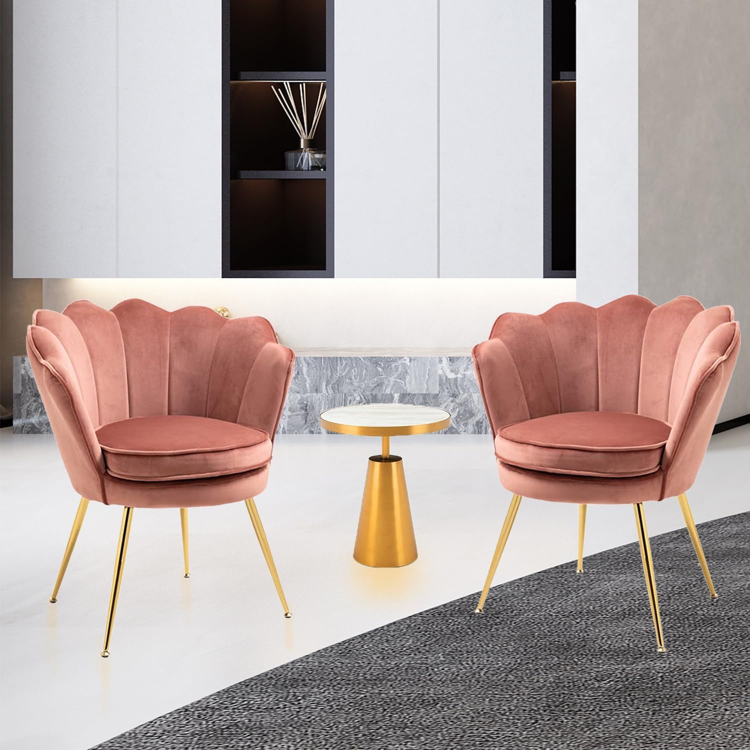 Amazon.com: jvrdrtt Velvet Accent Chairs Set of 2, Upholstered Vanity ...