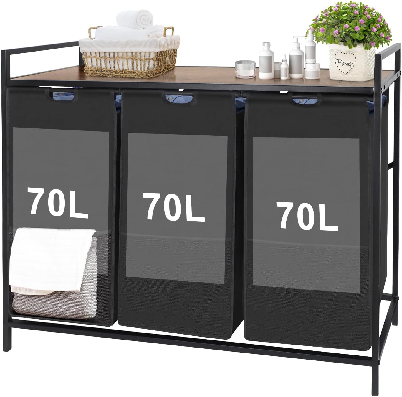 Amazon.com: Extra Large Laundry Hamper, Laundry Hamper 3 Section with ...