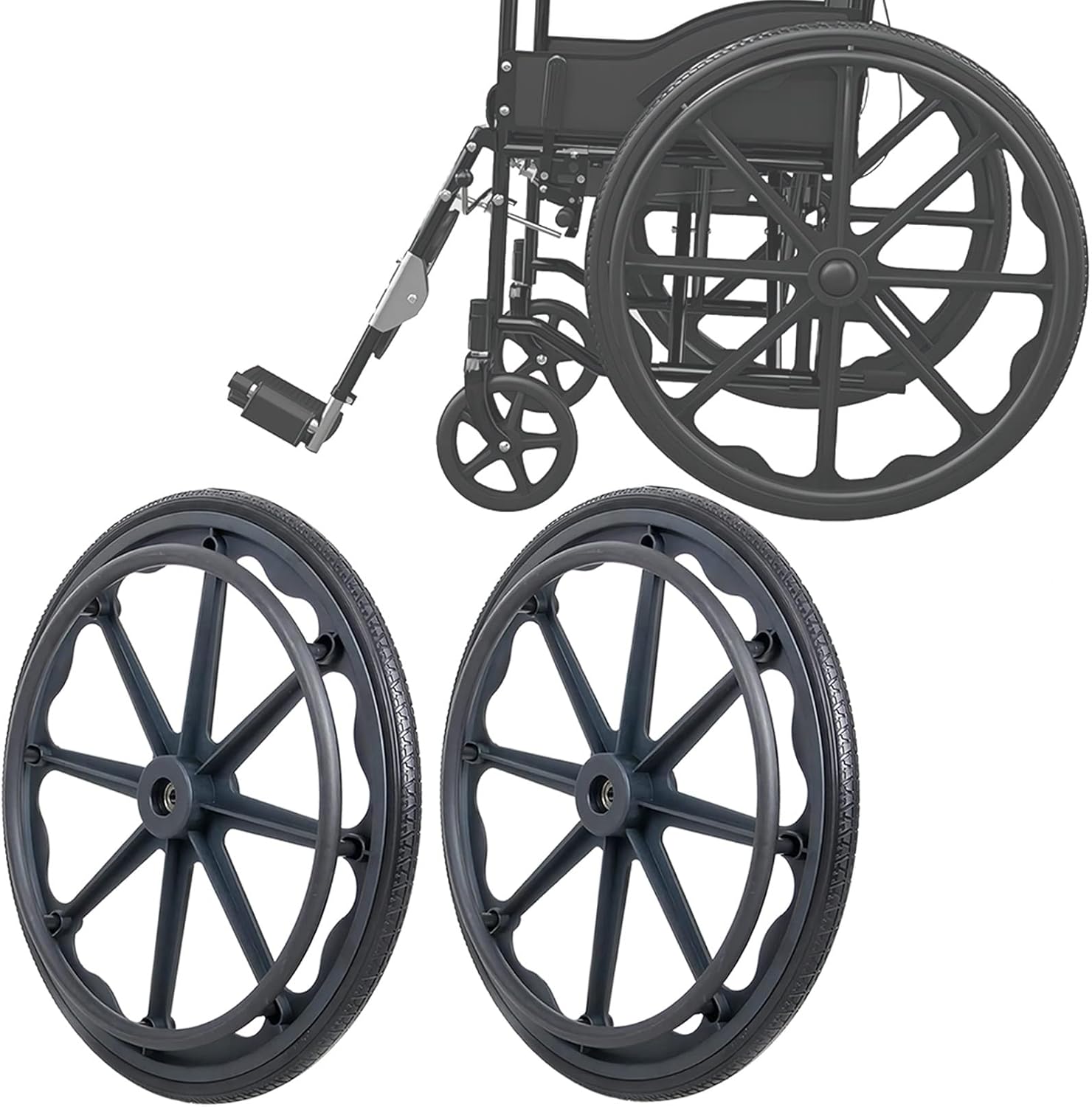 Amazon.com: ESOYAWE Set of 2 Non-Pneumatic Solid Wheelchair Rear Wheel ...