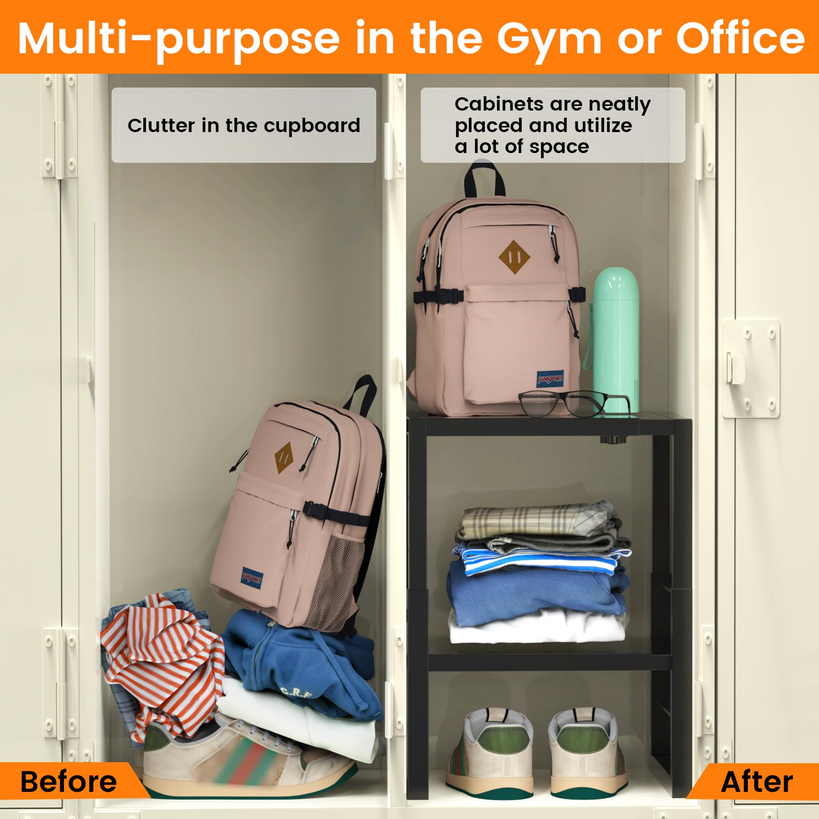 Snapklik.com : Locker Organizer Shelf School, Adjustable Width And ...
