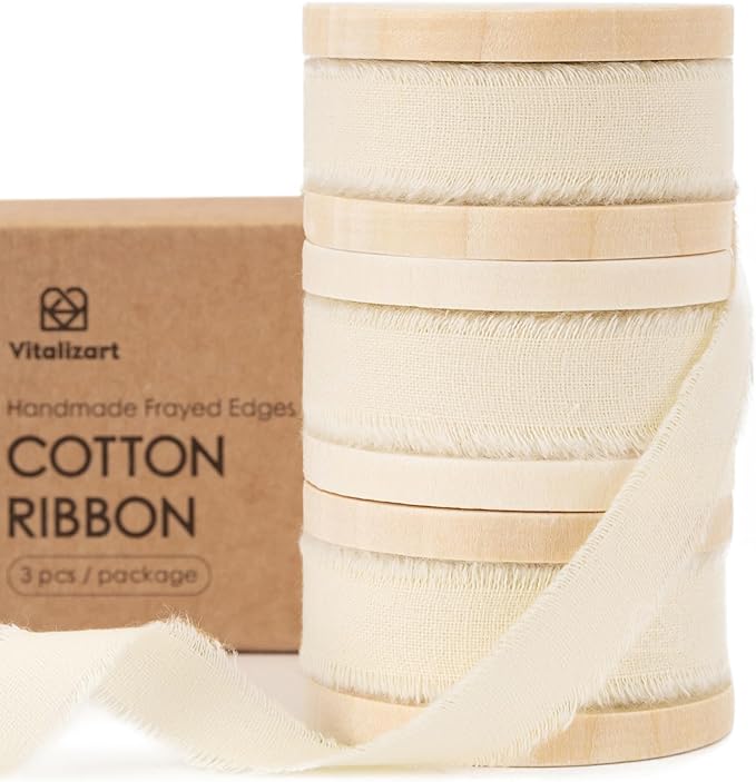 Amazon.com: Vitalizart White Cotton Ribbon Handmade Fringe 5/8" x 21 Yd ...