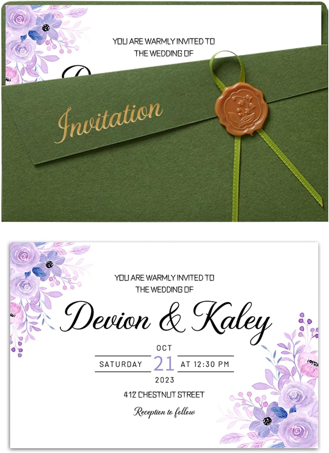Amazon.com : Personalized Wedding Invitation Kit with Envelopes Custom ...