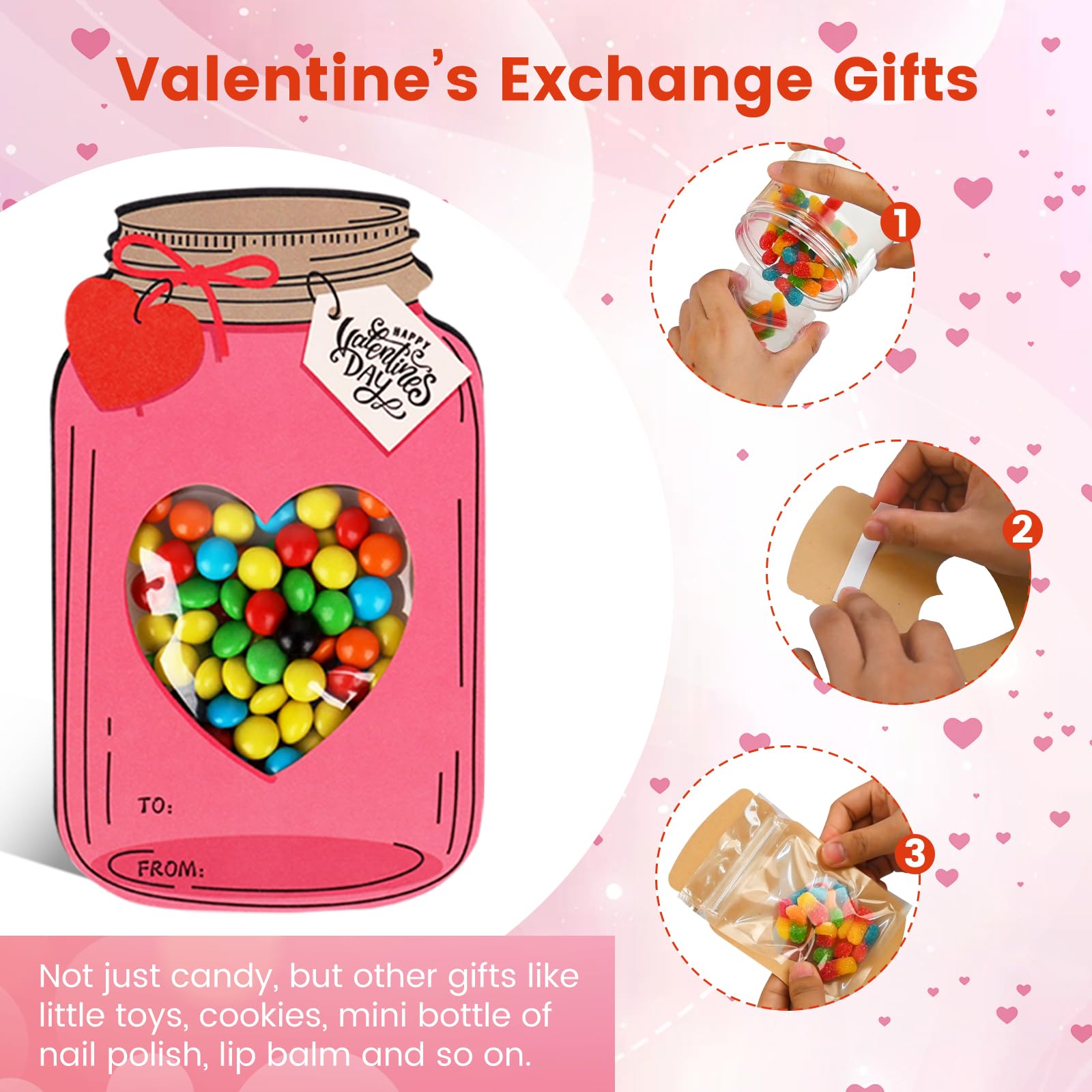 Snapklik.com : Giiffu 50 Pack Valentines Cards Set For Kids, DIY Happy ...