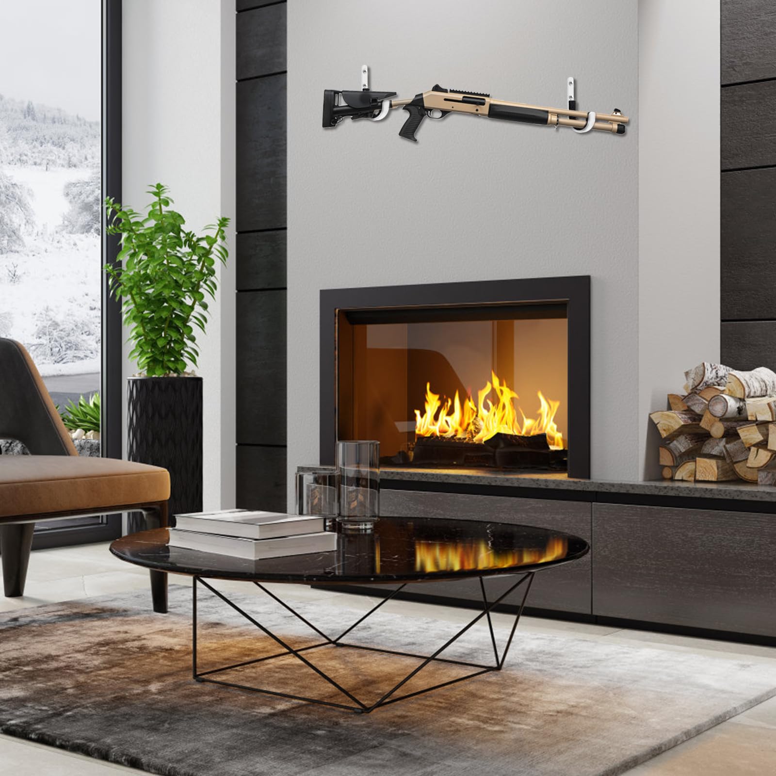 Snapklik.com : Gun Rack Storage Wall Mount Rifles Shotgun Hooks ...