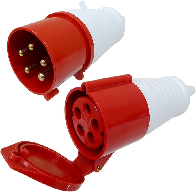 32 Amp 5 Pin 3 Phase 400V Plug and Coupler Set - CEE IEC Industrial 32 ...