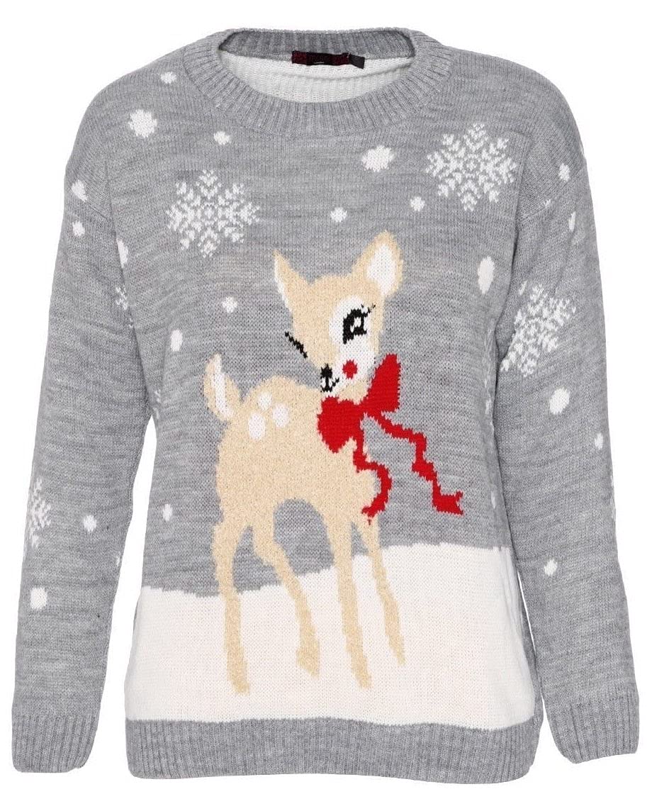 Crazy Girls Womens Baby Reindeer Christmas Jumper Kids Unisex Bambi ...