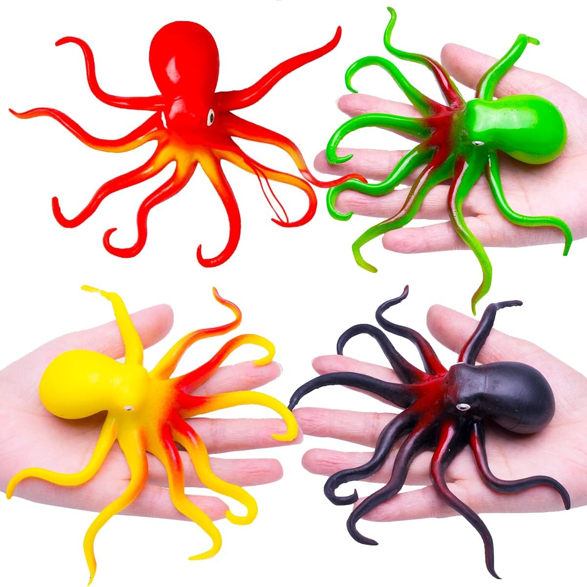 Amazon.com: Bbiamsleep 4 Pieces Rubber Octopus Figures Ocean Octopus ...