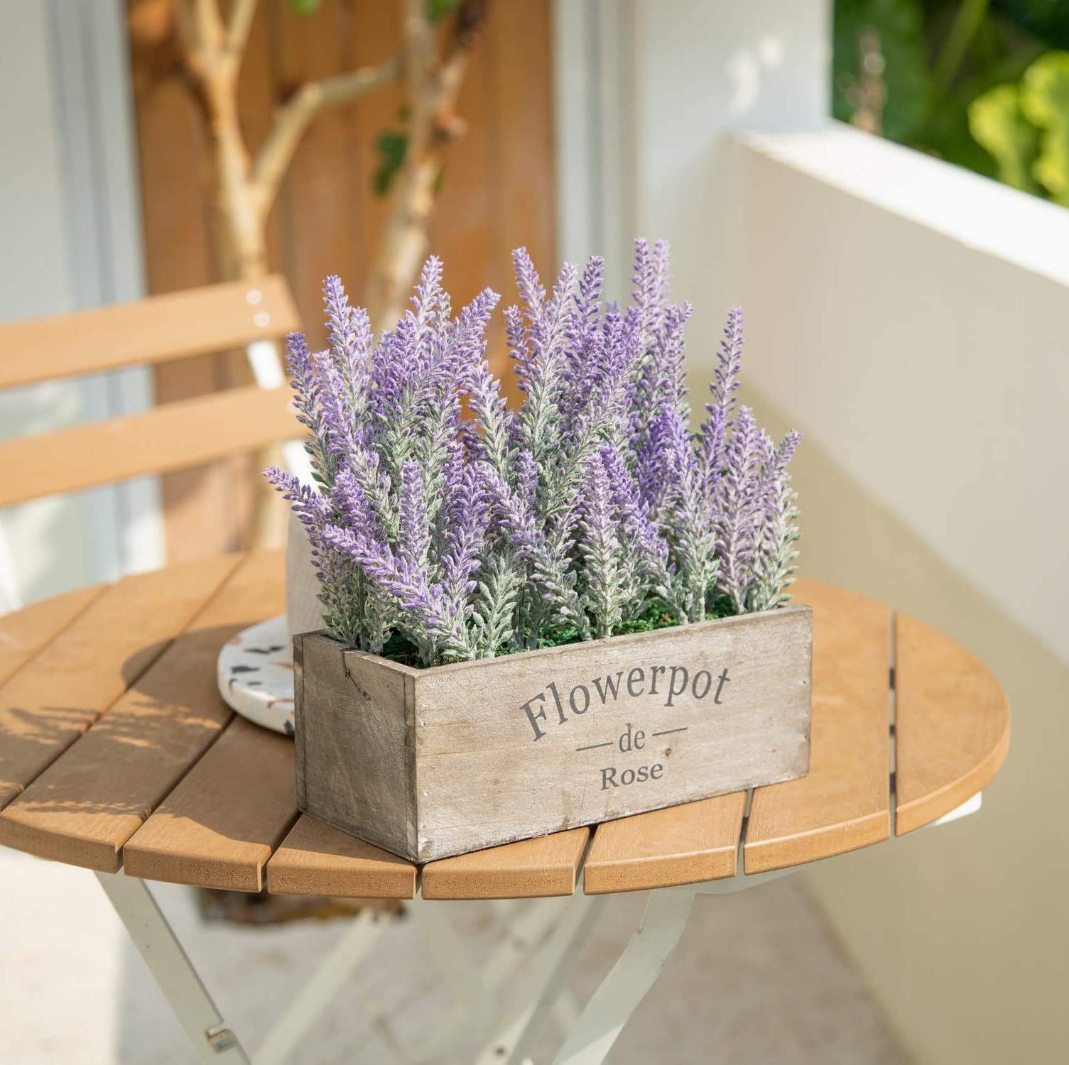 Amazon.com: Velener Fake Lavender Plant with Decorative Tray Wooden Box ...