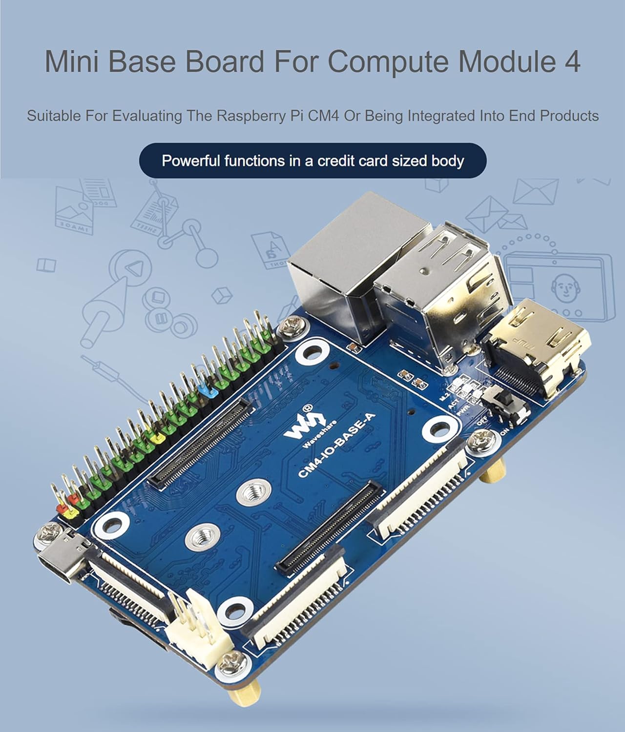 Mini Base Board for Raspberry Pi Compute Module 4 Lite/EMMC Series ...