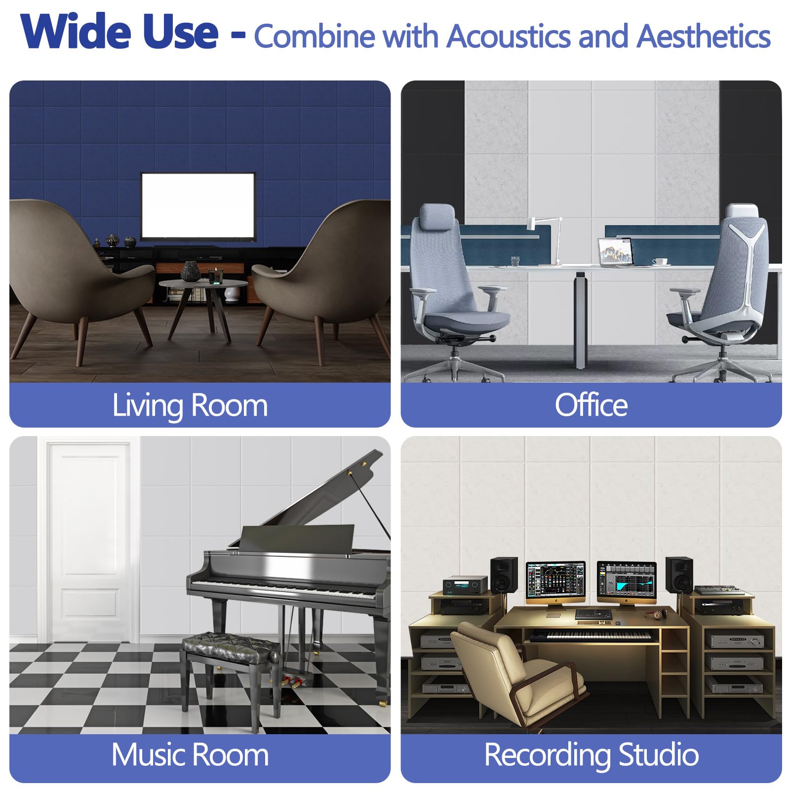 Snapklik.com : 18 Pack Dark Blue Acoustic Panels 12"X12"X 04"Soundproof ...