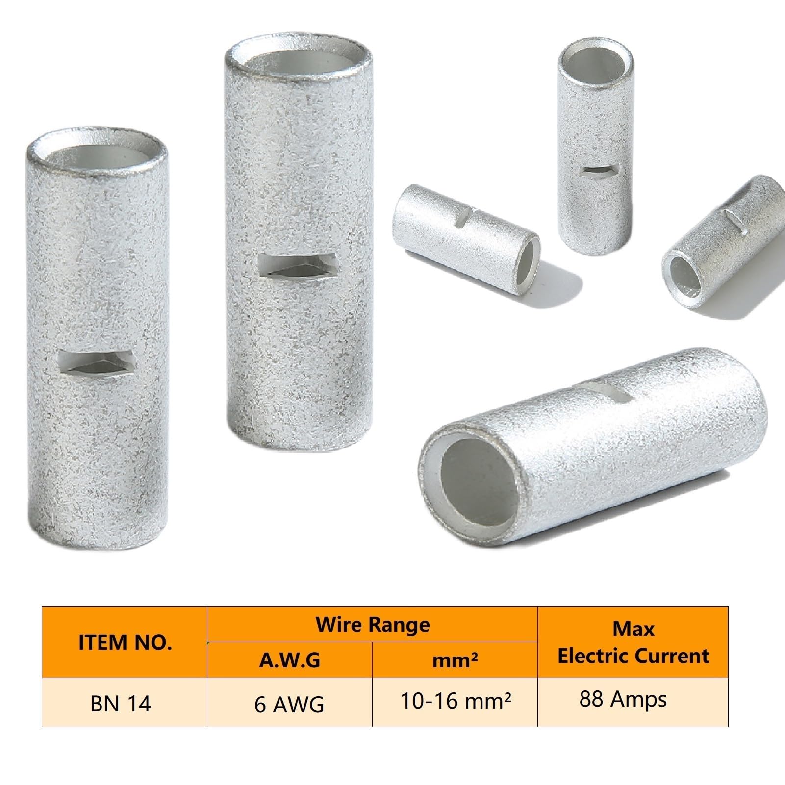 Snapklik.com : 6 Gauge Non-Insulated Butt Connectors 50 PCS 6 AWG Butt ...