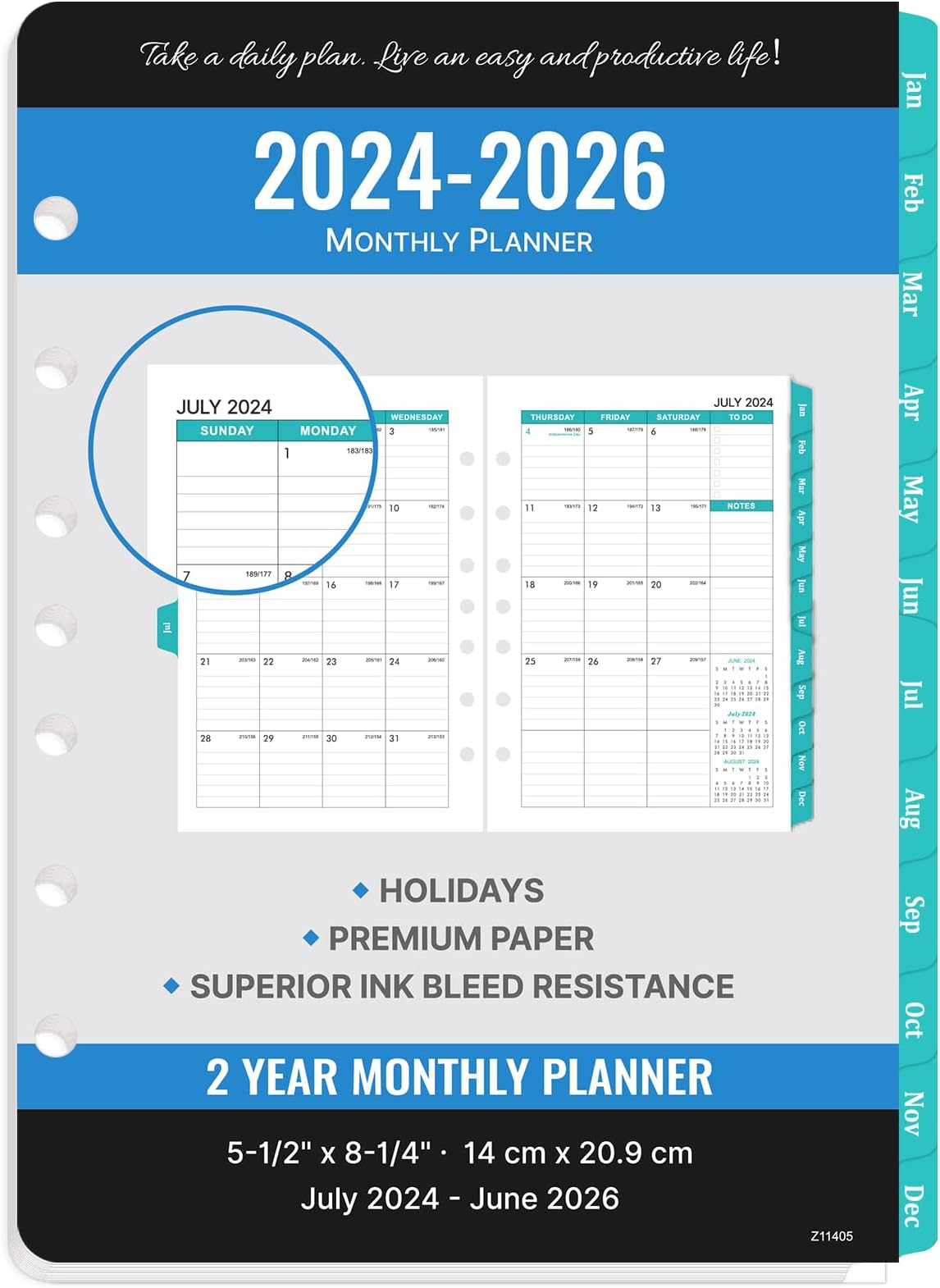 Amazon.com : 2024-2026 Monthly Planner Refill - Planner Inserts with 7-Hole Punched, 5-1/2" x 8 ...