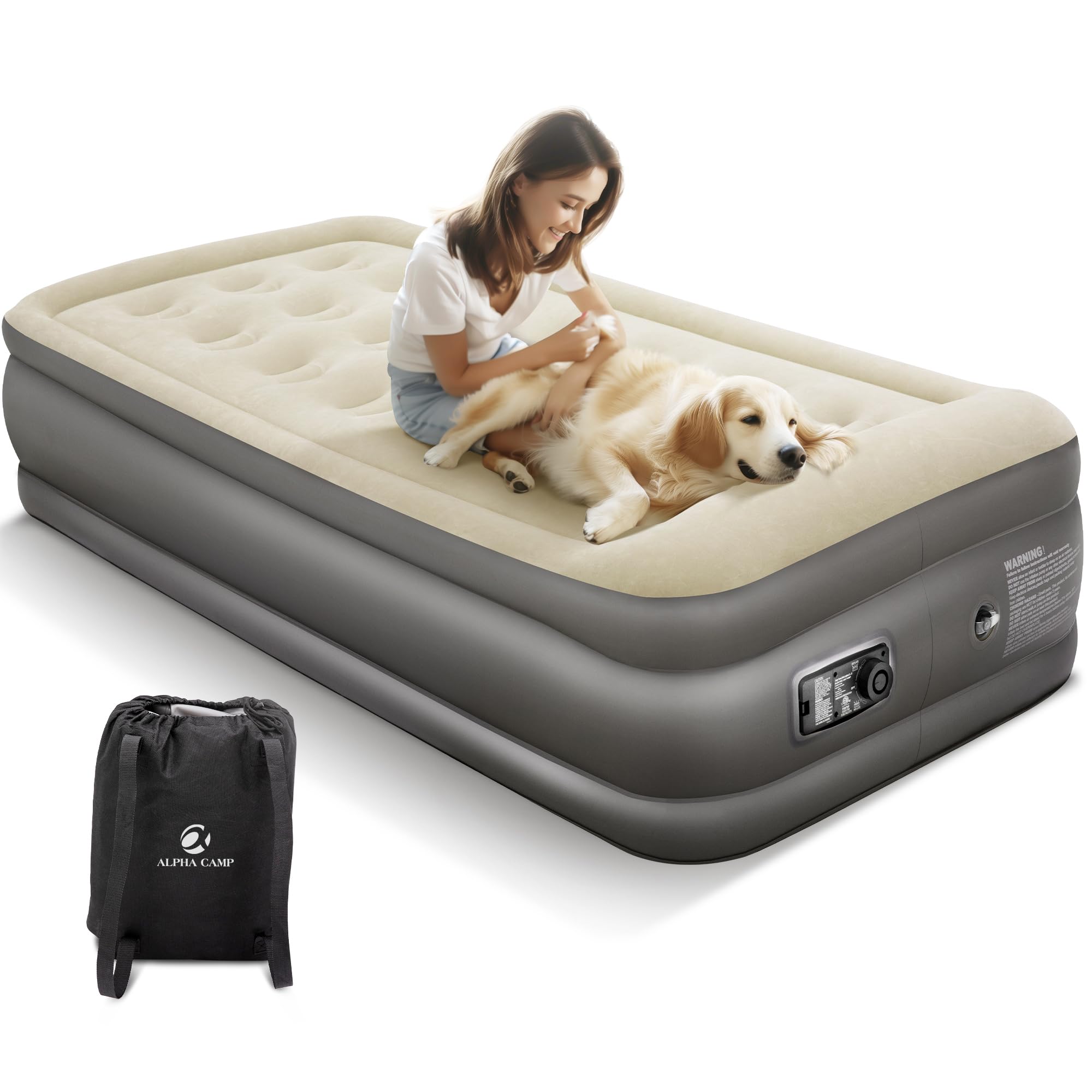 Amazon.com: ALPHA CAMP 19” Twin Air Mattress with Built in Pump and ...