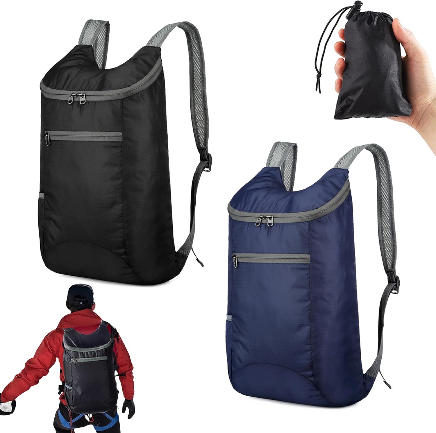 YqsIbth Ultra Lightweight Foldable Backpack, 2 PCS Foldable Small ...