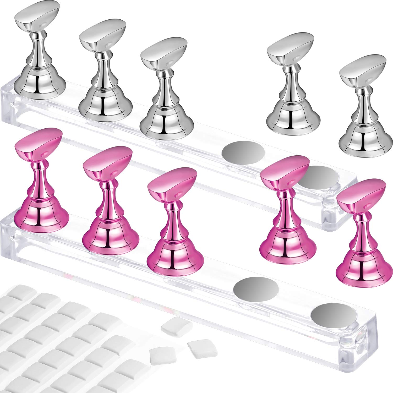 Amazon.com: 2 Set Acrylic Nail Art Practice Stands Magnetic Nail Tips ...