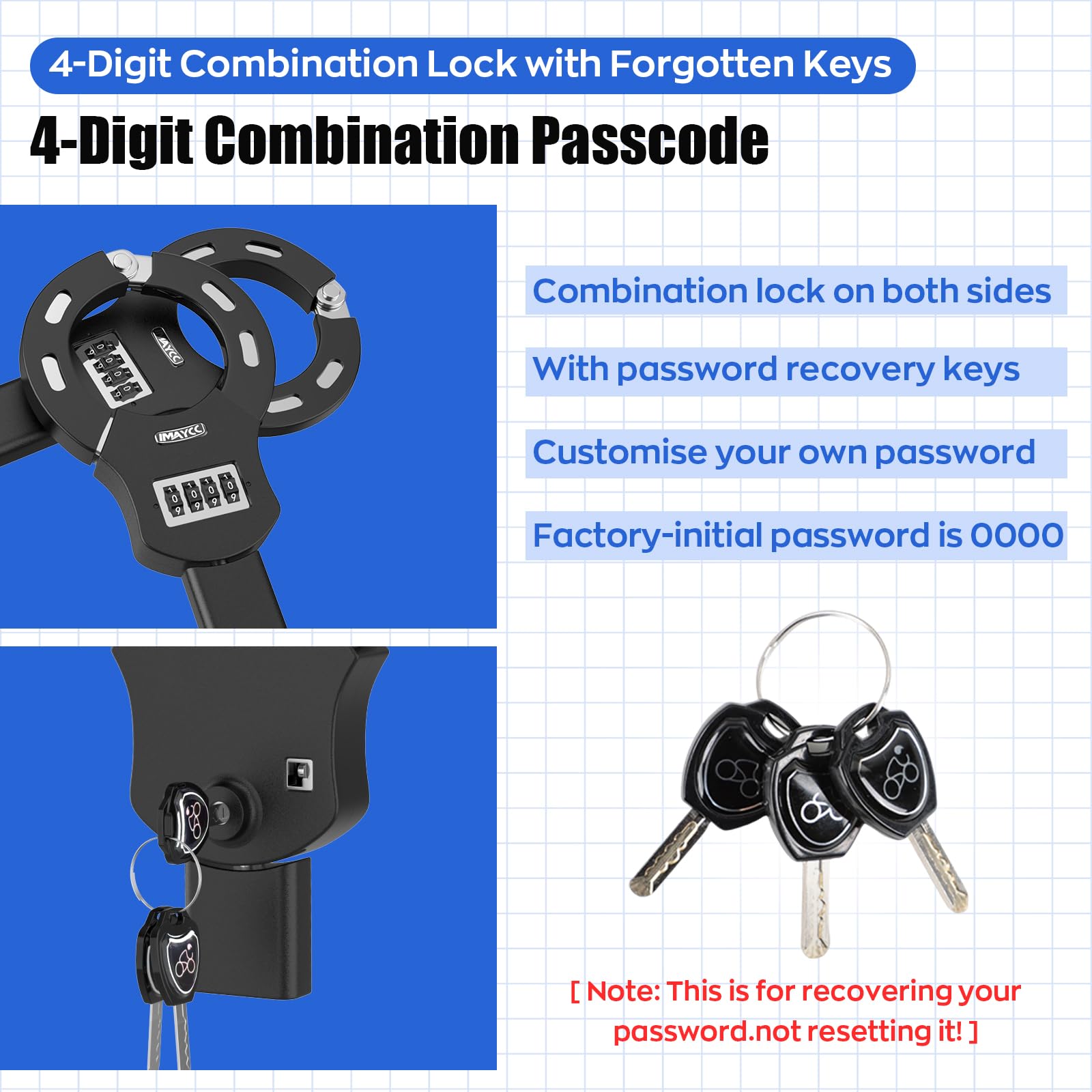 Snapklik.com : IMAYCC Scooter Lock, 4 Digit Combination Electric ...