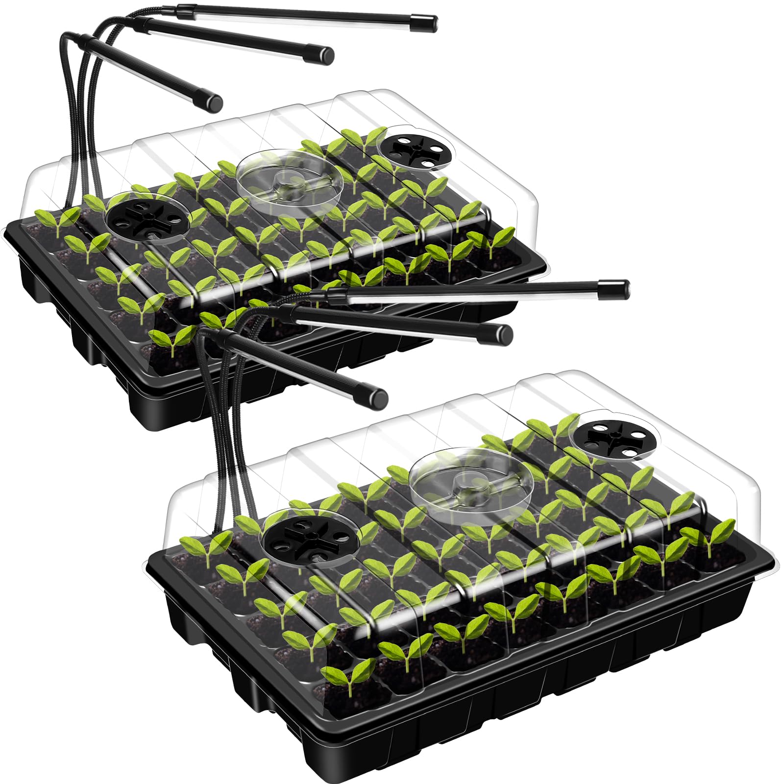 Suclain 2 Set Seed Starter Tray with Grow Light 80 Cell Seed Starter ...