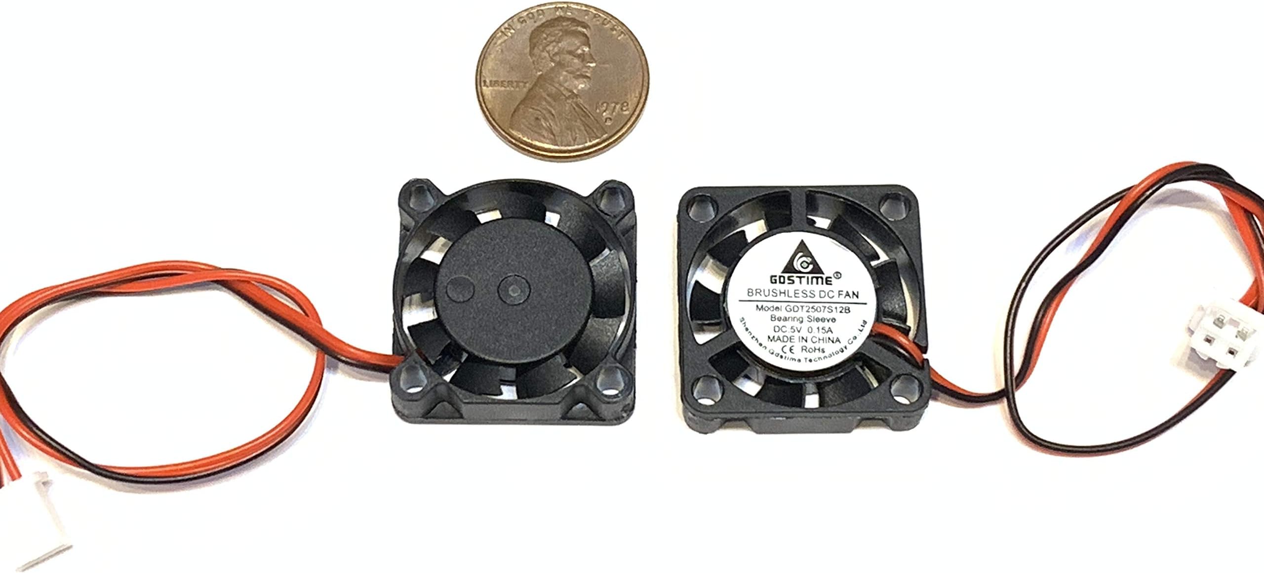 Amazon.com: FYSSHUO 2 Pieces 5v Fan Mini 25mm x 7mm 2pin 2507 dc Mini ...