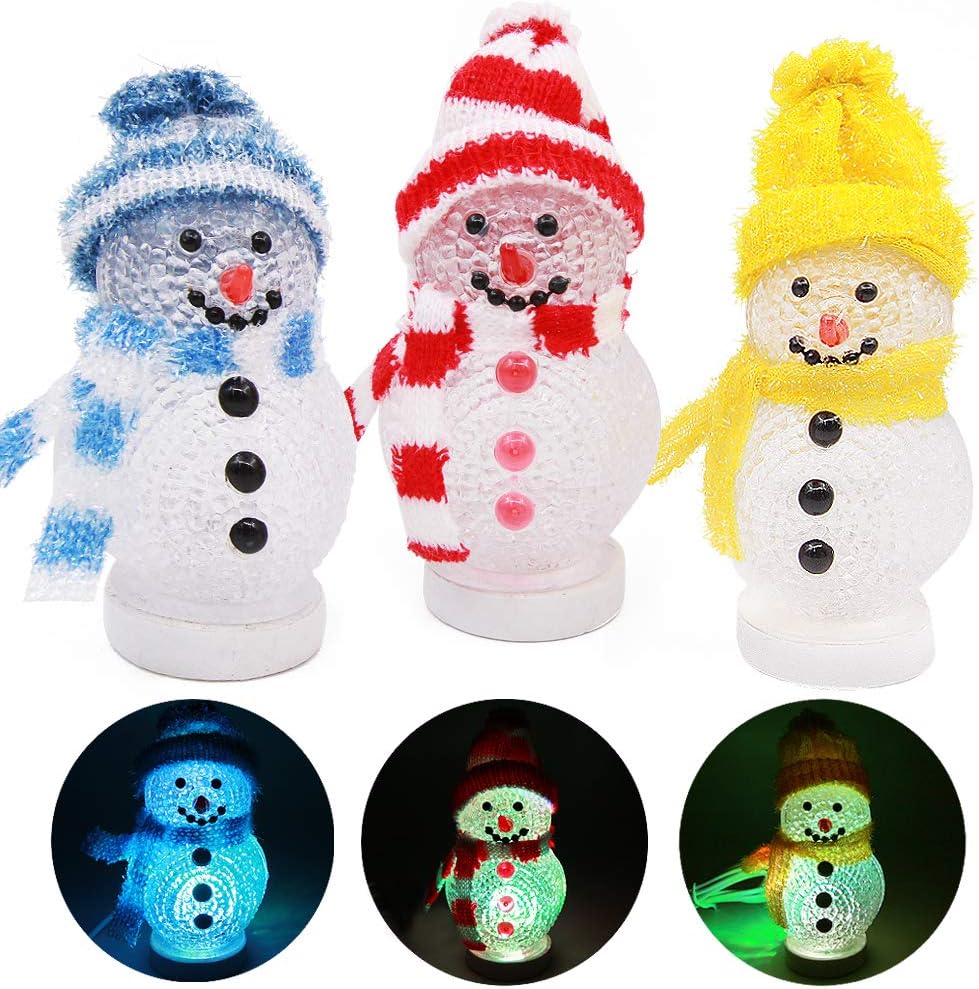 Amazon.com: Honoson 5 Pieces 7 Colors Changing Glowing Snowmen Light ...