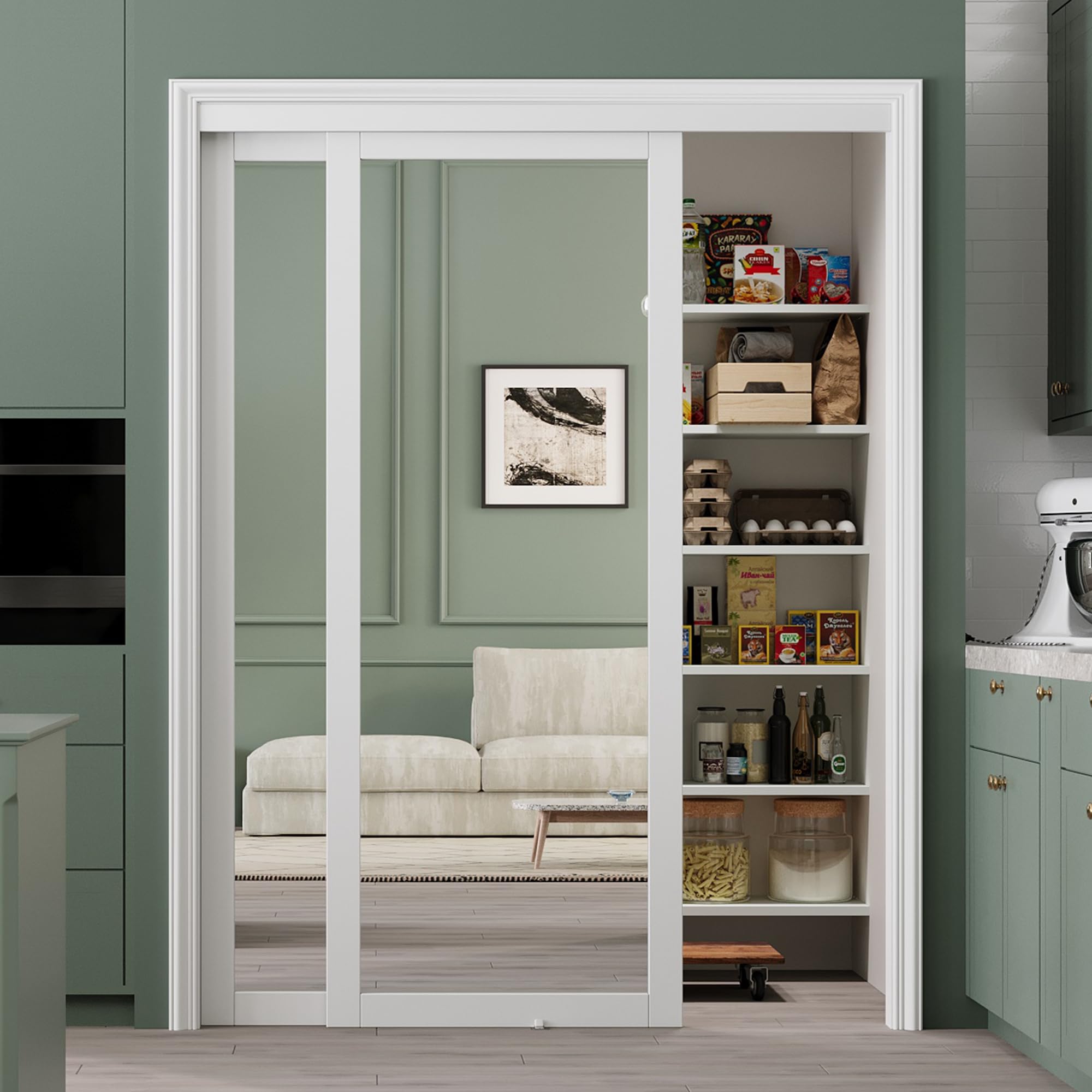 Amazon.com: Bypass Mirrored Sliding Closet Door 48x80, Double Closet ...