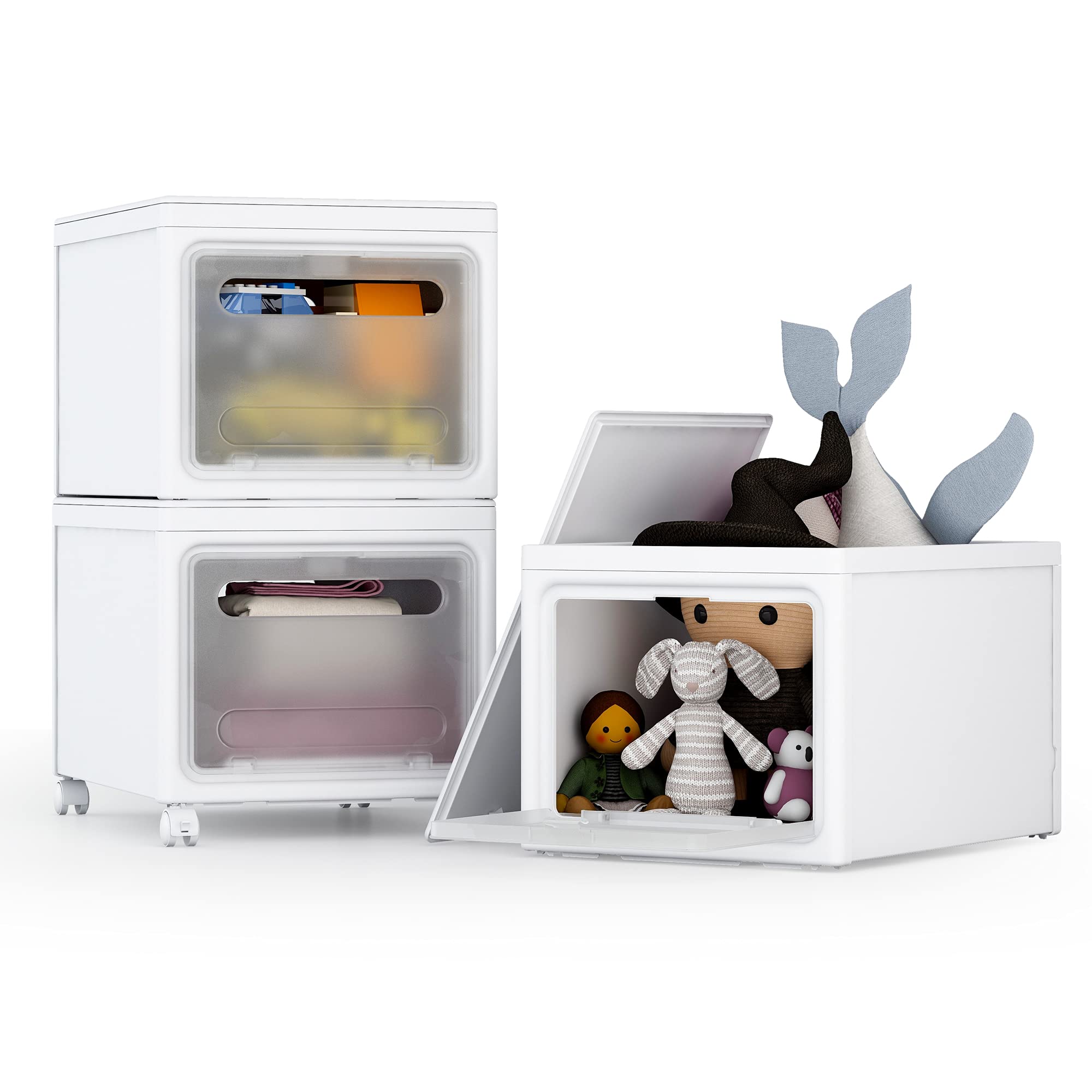 3 Pack Stackable Storage Bins With Lids Waytrim Clear Plastic ...