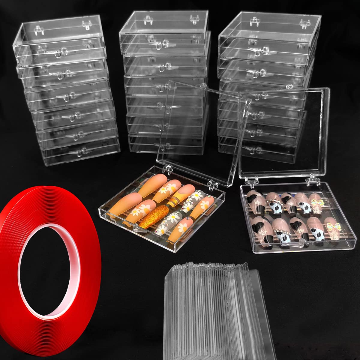 Amazon.com: 24Pcs Transparent Press on Nail Storage Box, Acrylic Press ...