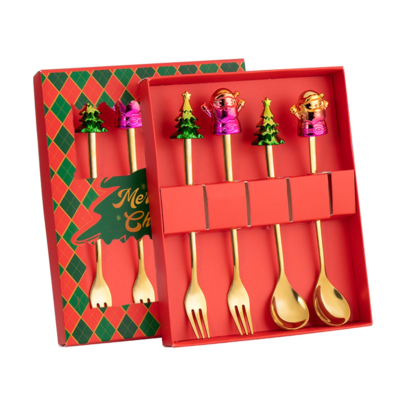 Amazon.com: 4 Pcs Christmas Spoon and Folk Stainless Steel Christmas ...