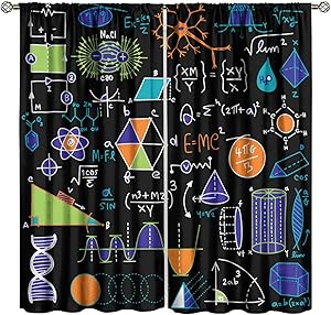 Amazon.com: Science Window Curtain Mathematical Scientific Pattern ...