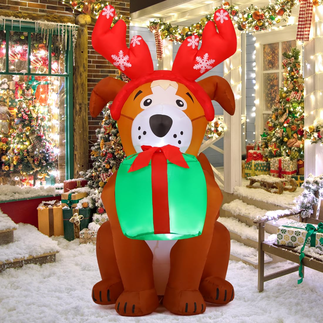 Snapklik.com : GOOSH 5 FT Christmas Inflatables Dog Puppy