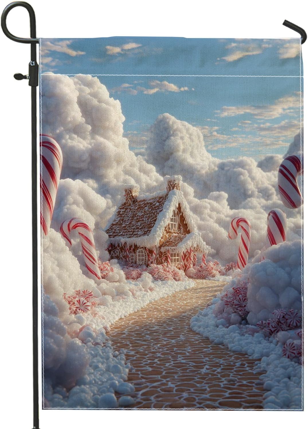 Amazon.com : Gingerbread House Garden Flag, Winter Fanciful Candy Cane ...