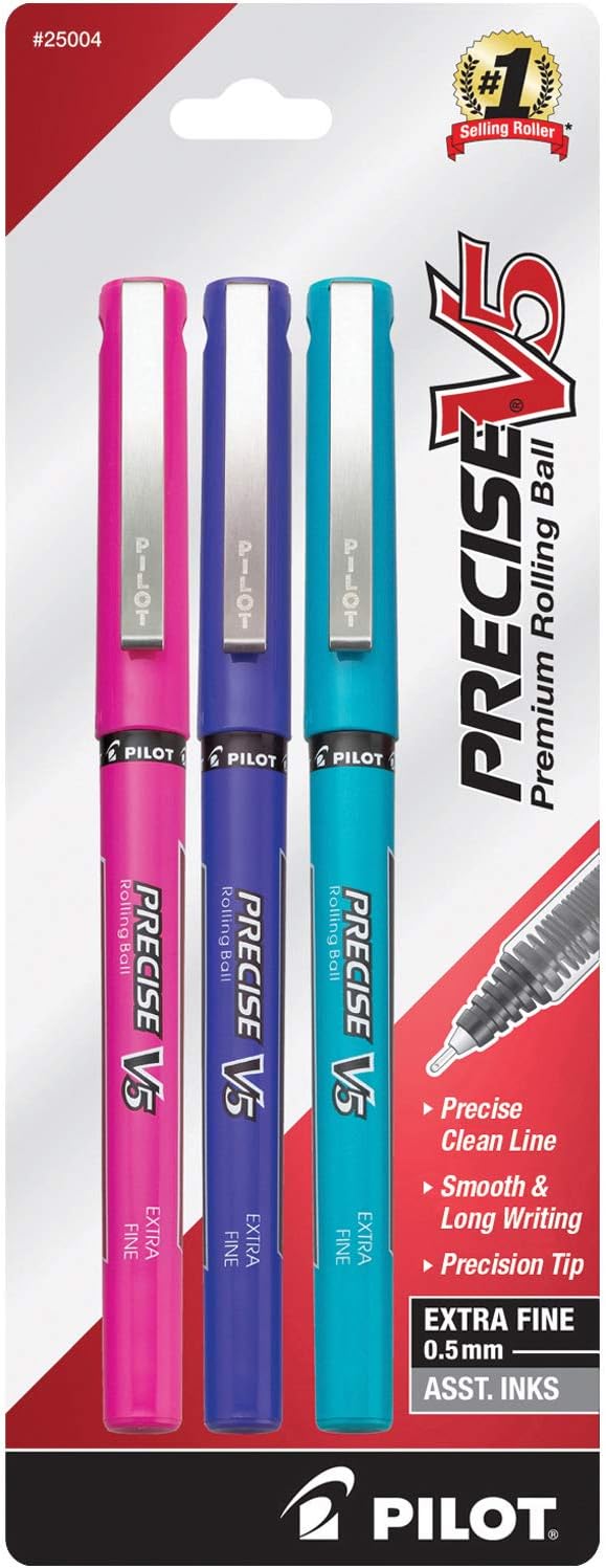 Pilot Precise V5 Stick Rolling Ball Pens, Extra Fine Point, 3-Pack ...