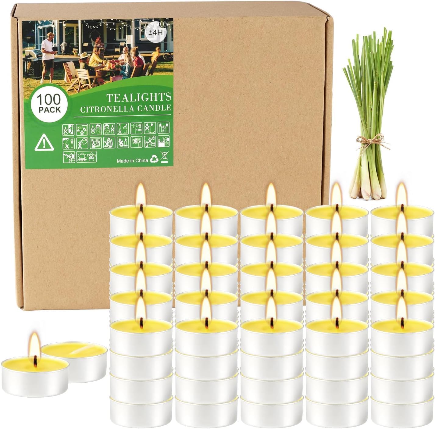 Amazon.com: 4-Hour 100Pack Citronella Tealight Candles, Outdoor and ...