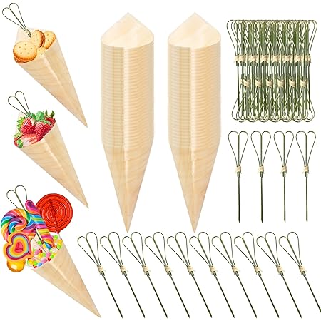 Amazon.com: BambooMN Brand - 7.9" Tall x 3" Dia Disposable Wood Cones ...