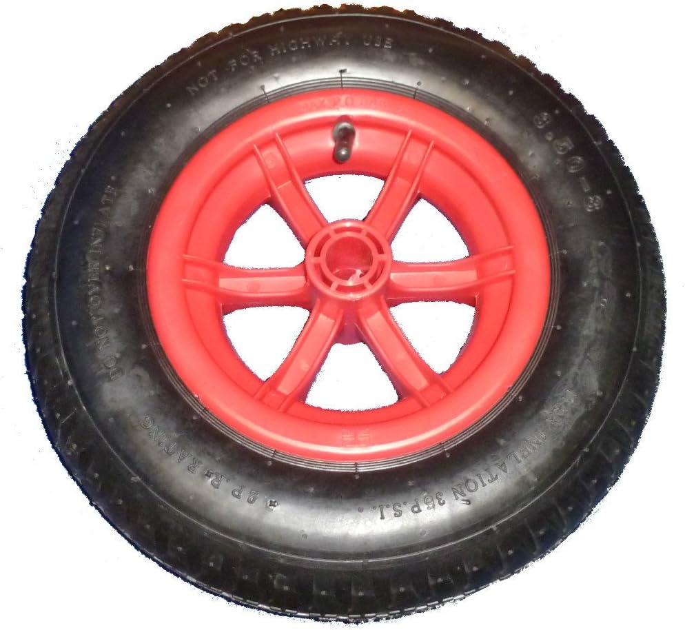 RED SPOKED wheelbarrow / Trolley Wheel Pneumatic 14" Tyre 3.50 - 8 ...
