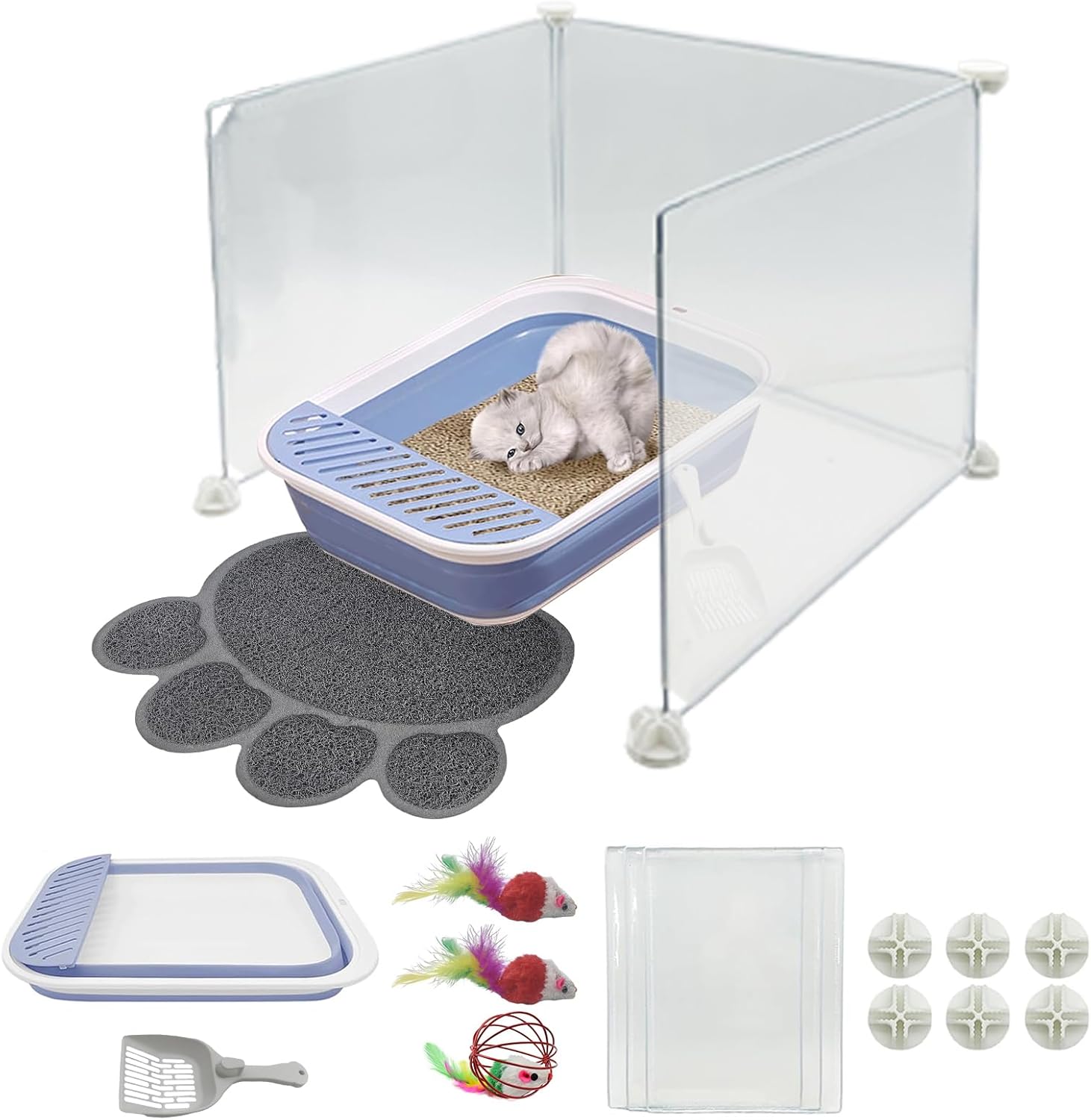 Amazon.com : VCEPJH Shallow Kitten Litter Box Low Entry Cat Litter Tray ...
