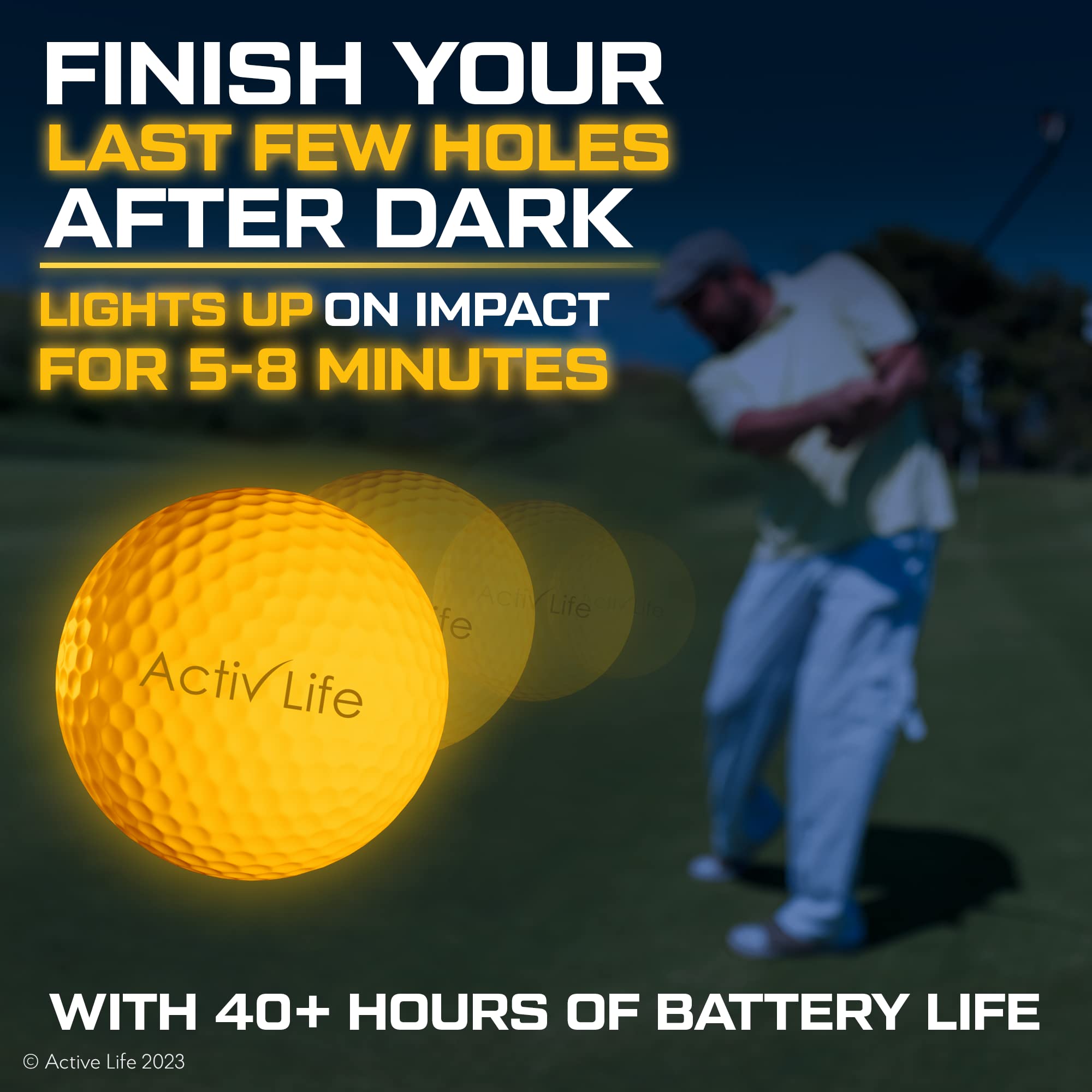 Snapklik.com : Activ Life Night Ace Yellow LED Golf Balls