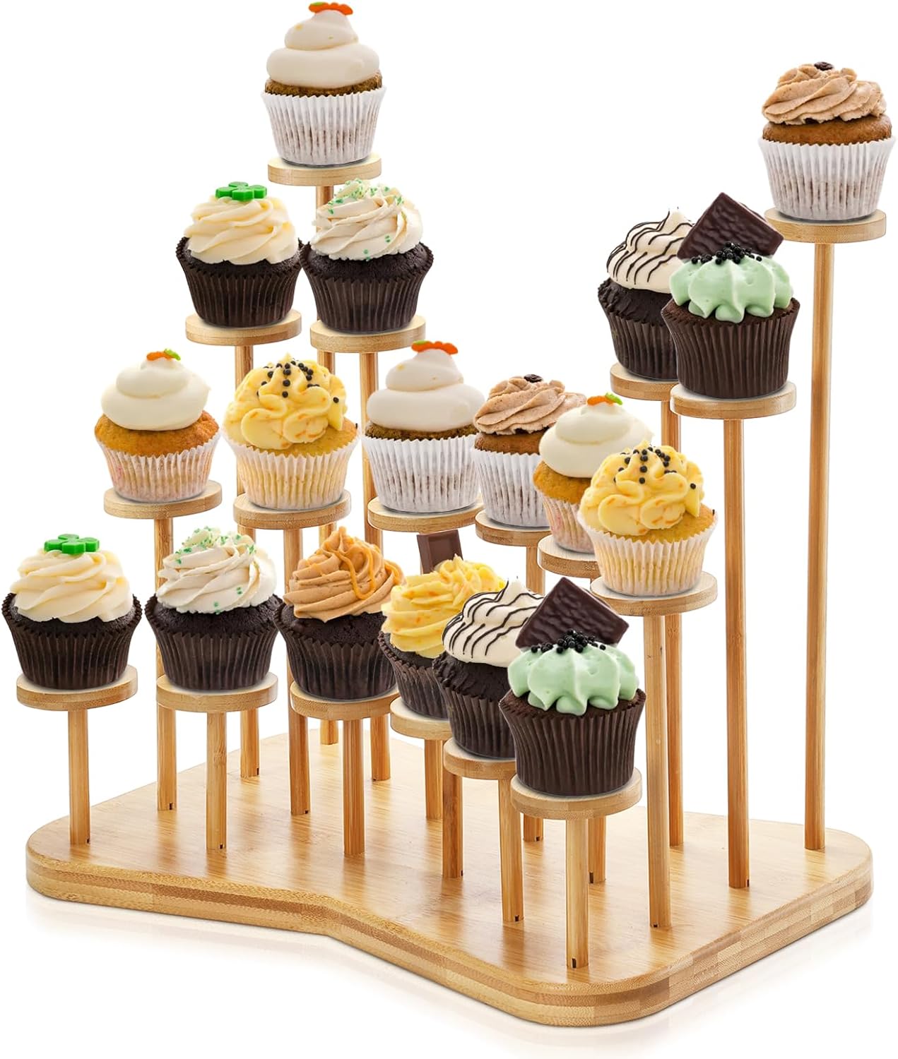 Amazon.com: Yopay Bamboo Cupcake Stand for 18 Cupcakes, Dessert Display ...