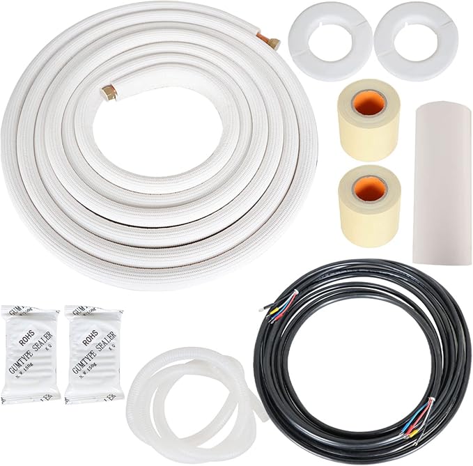 25FT Air Conditioning Tubing Hose Extension 1/4 and 1/2 Copper Hoses ...