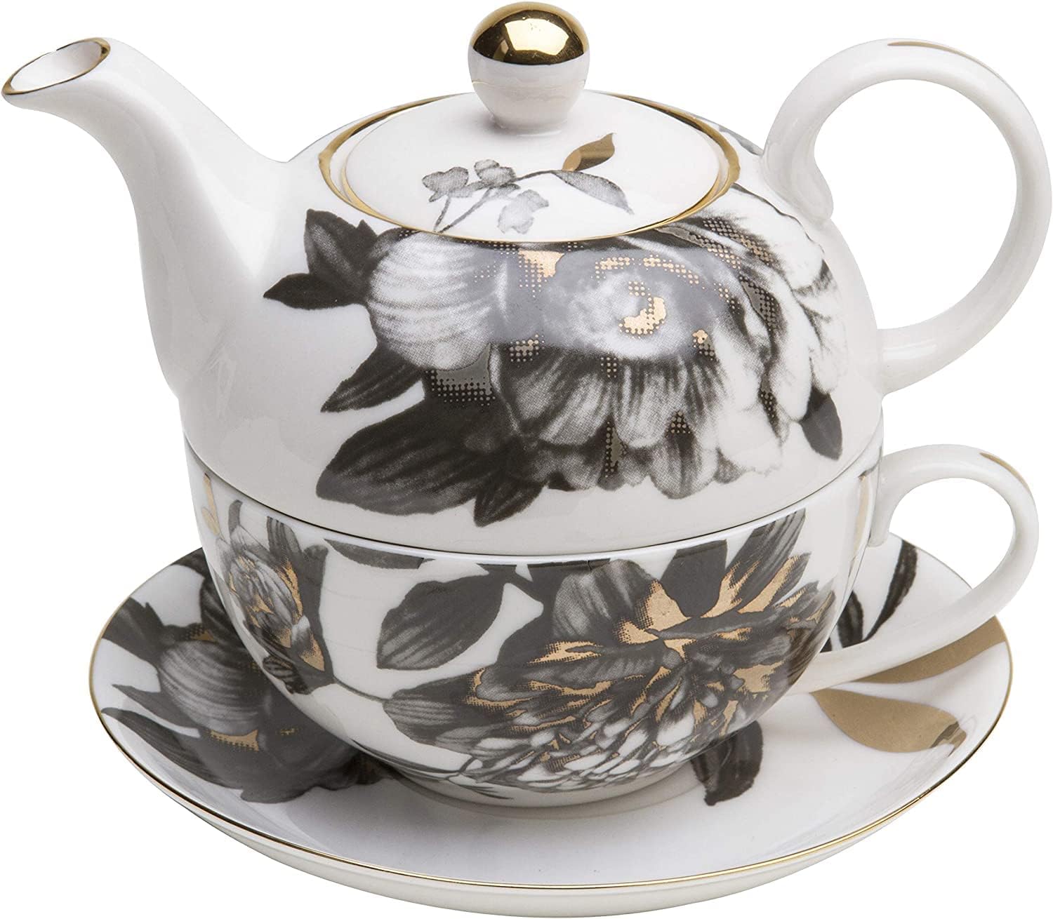 Amazon.com | Pimpernel Tea For One Cup Mug Saucer Teapot Set In ...