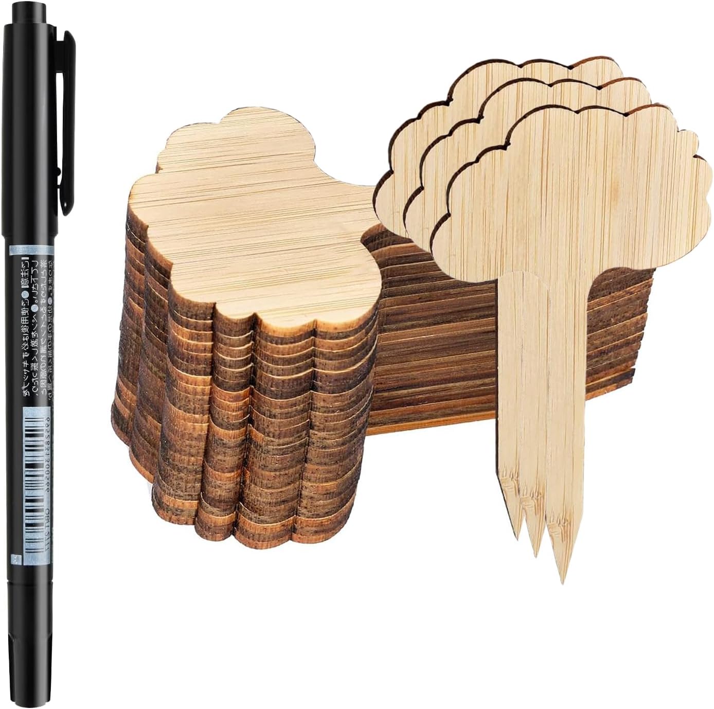 Amazon.com: OBTANIM 75 Pack Bamboo Cloud Plant Labels with A Marker Pen ...